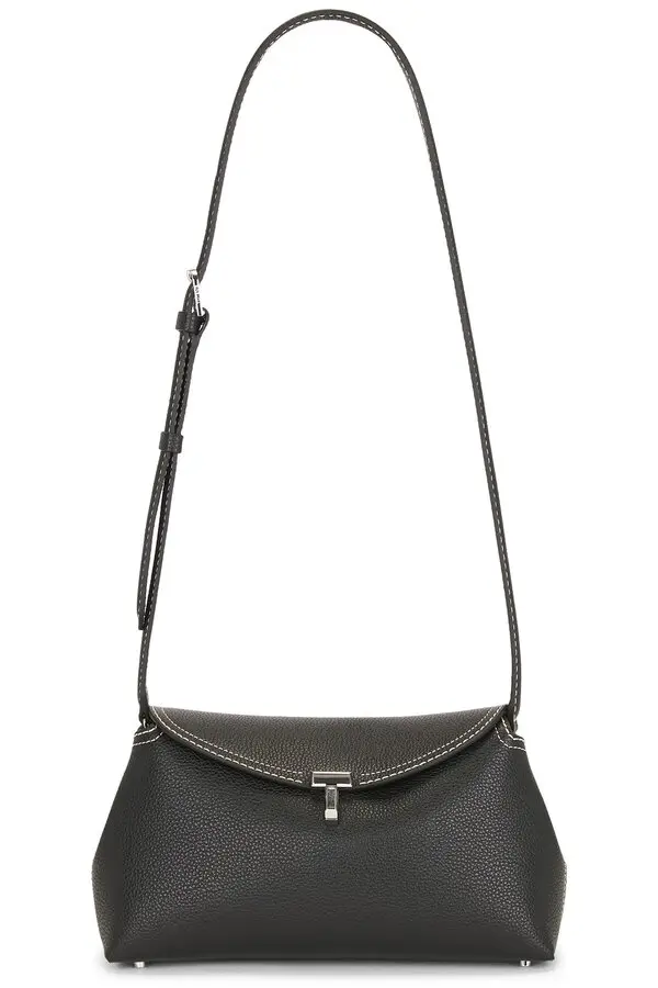TOTEME T-lock Grained Leather Clutch