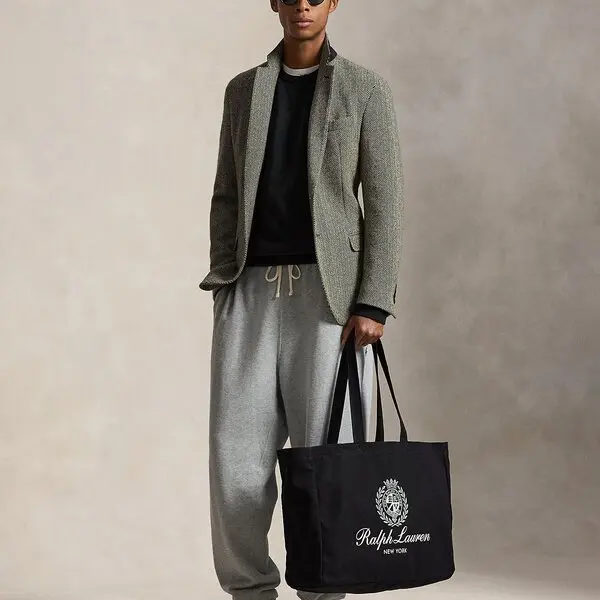 Ralph Lauren Crest Embroidered Canvas Tote - Black