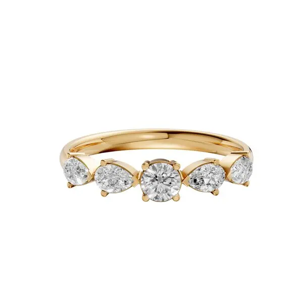 AYA FINE JEWELRY Pear And Round Lab-created Diamond Five-stone Band Ring In 14kt Gold - Yellow