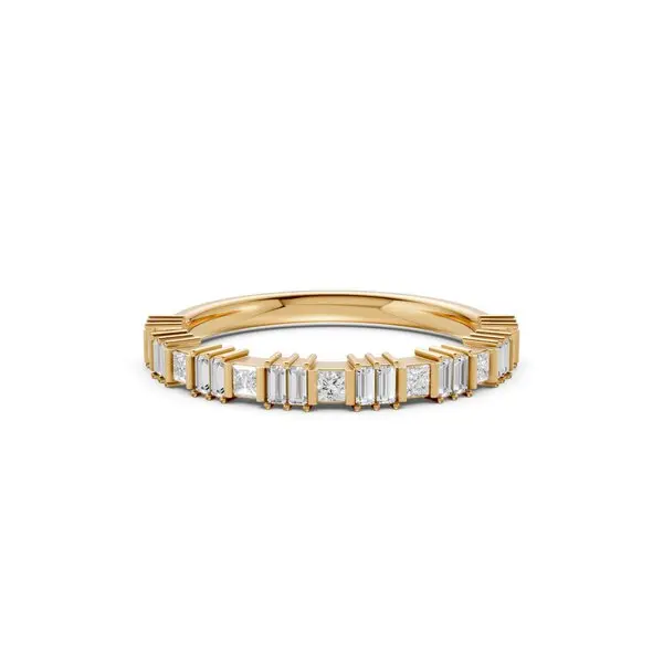 AYA FINE JEWELRY 14kt Gold Baguette And Princess Cut Lab Diamond Eternity Band - Yellow