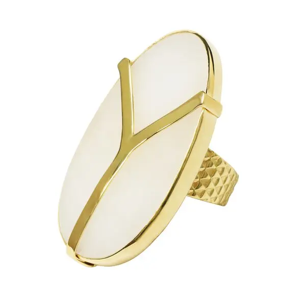 YAA YAA LONDON Agate Yaa Yaa Adjustable Gemstone Ring - White