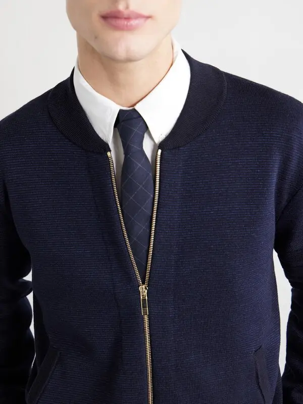 Thom Browne Checked Cotton And Wool-blend Neck Tie - Blue