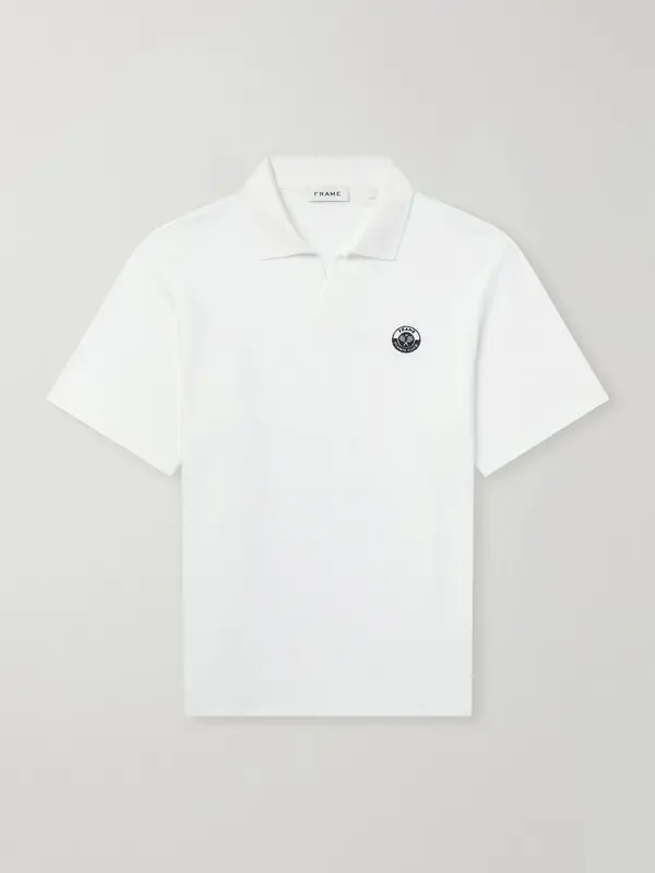 FRAME Logo-embroidered Cotton-piqué Polo Shirt