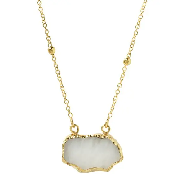 YAA YAA LONDON True Love Gemstone Gold Bead Necklace Agate - White
