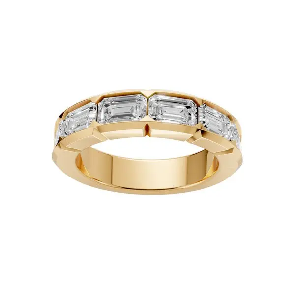 AYA FINE JEWELRY 10kt Gold Emerald Cut Lab Diamond Eternity Band Ring - Yellow