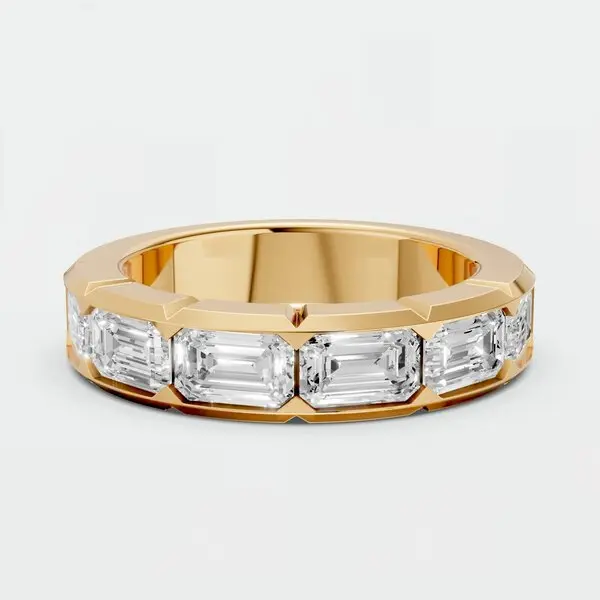AYA FINE JEWELRY 10kt Gold Emerald Cut Lab Diamond Eternity Band Ring - Yellow