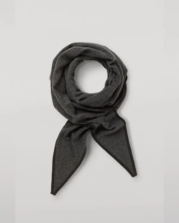 Johnstons Of Elgin Ethel Charcoal & Black Cashmere Diamond Scarf - Grey