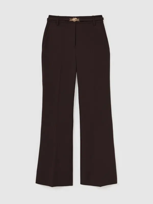 REISS Leona Flared Knot-hardware Belted Trousers - Grape