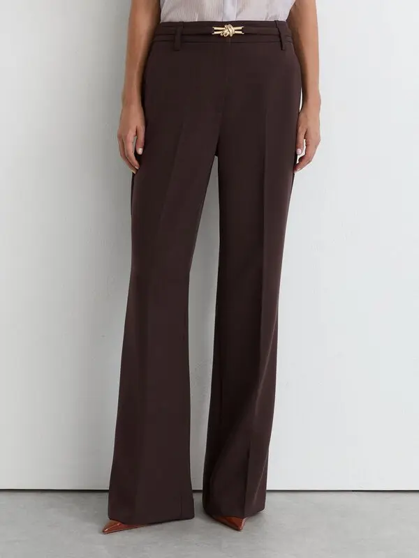 REISS Leona Flared Knot-hardware Belted Trousers - Grape