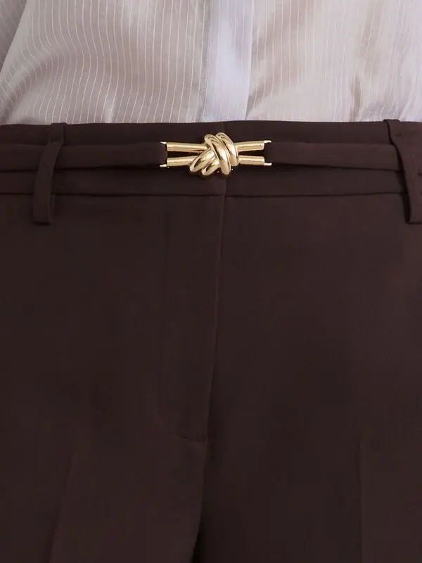 REISS Leona Flared Knot-hardware Belted Trousers - Grape