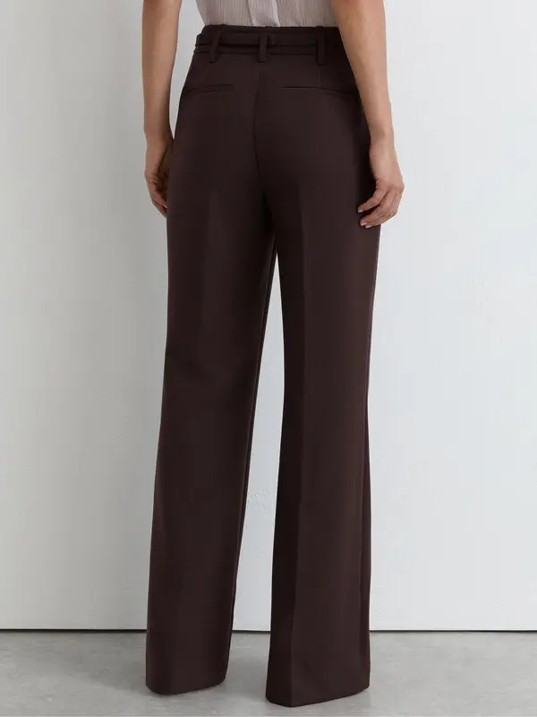 REISS Leona Flared Knot-hardware Belted Trousers - Grape