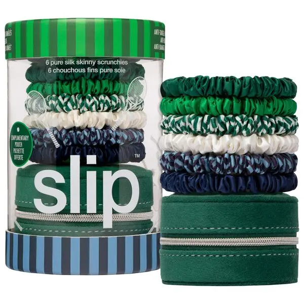 Slip Pure Silk Skinny Hair Tie Scrunchies With Complimentary Pouch In Hair On Point - One-color