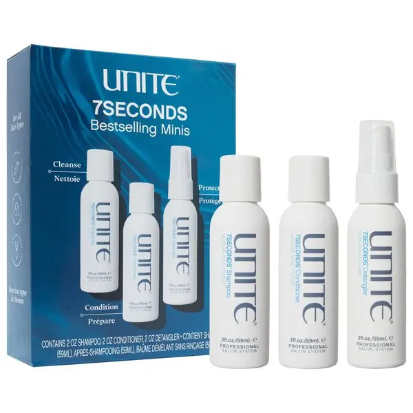 UNITE HAIR 7seconds Mini Shampoo, Conditioner, Detangling Leave-in Conditioner Value Set