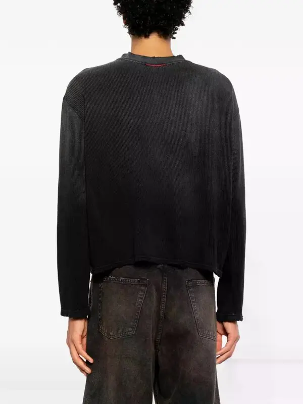 MOOJI MOOJI Distressed Waffle Knit Crew Neck Sweater