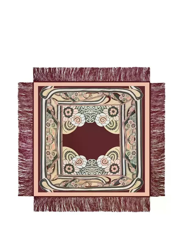 La DoubleJ Reversible Fringed Scarf - Red