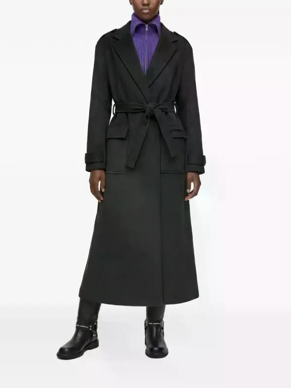 Karl Lagerfeld Belted Long-sleeve Coat