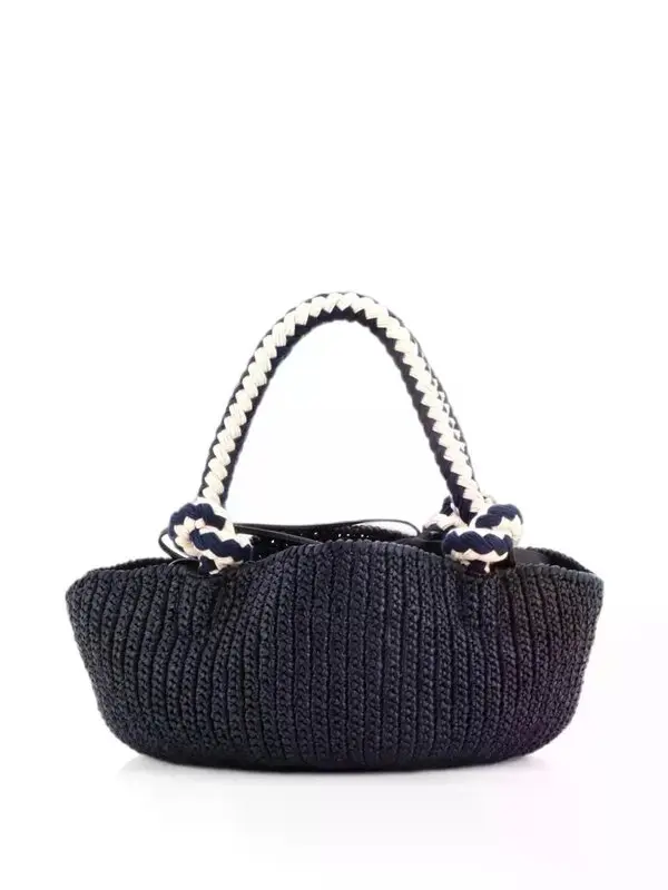 Prada Basket Crochet Raffia Small Tote Bag