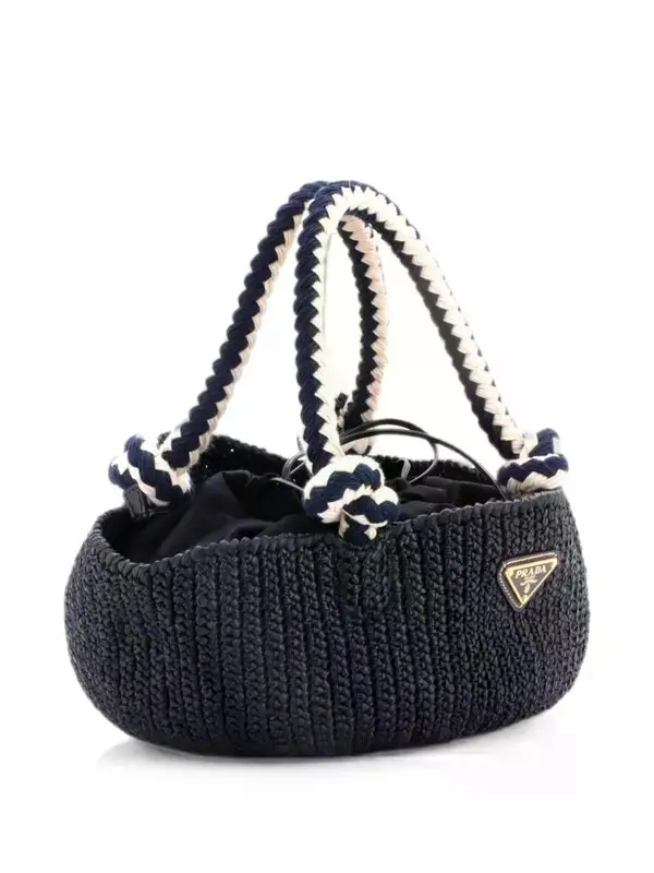 Prada Basket Crochet Raffia Small Tote Bag