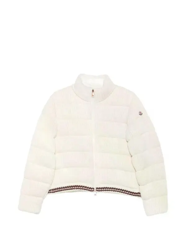 Moncler Quilted Knitted High Neck Zip Up Jacket