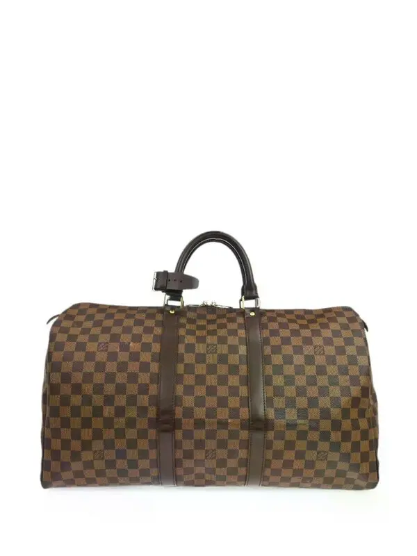 LOUIS VUITTON Damier Keepall Travel Tote Bag - Brown