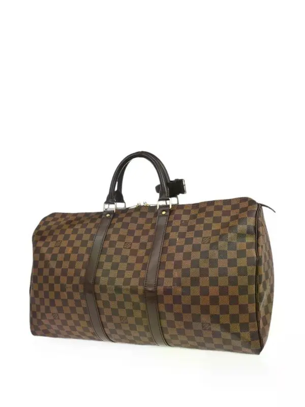 LOUIS VUITTON Damier Keepall Travel Tote Bag - Brown