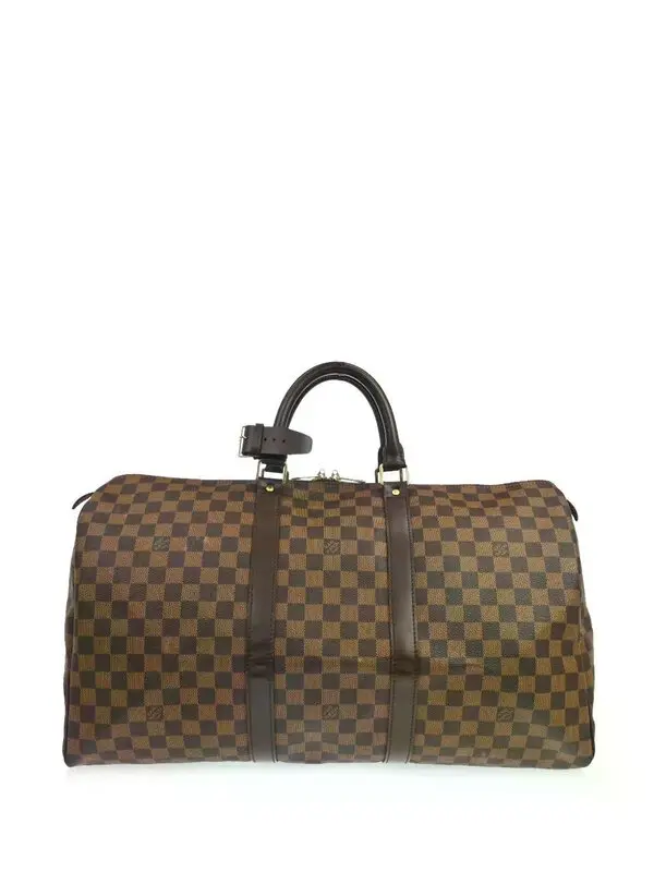 LOUIS VUITTON Damier Keepall Travel Tote Bag - Brown