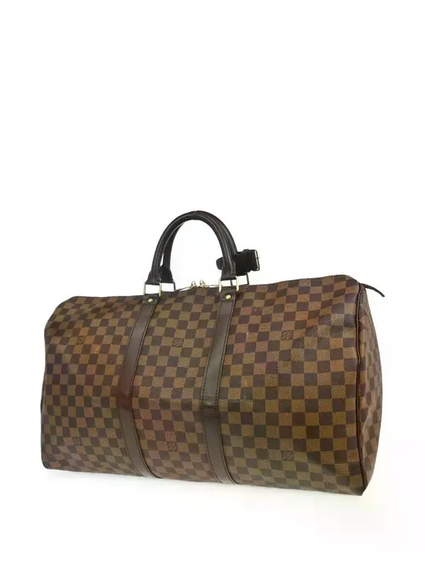 LOUIS VUITTON Damier Keepall Travel Tote Bag - Brown