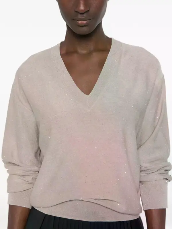 Herno Sequin-embellished V-neck Sweater