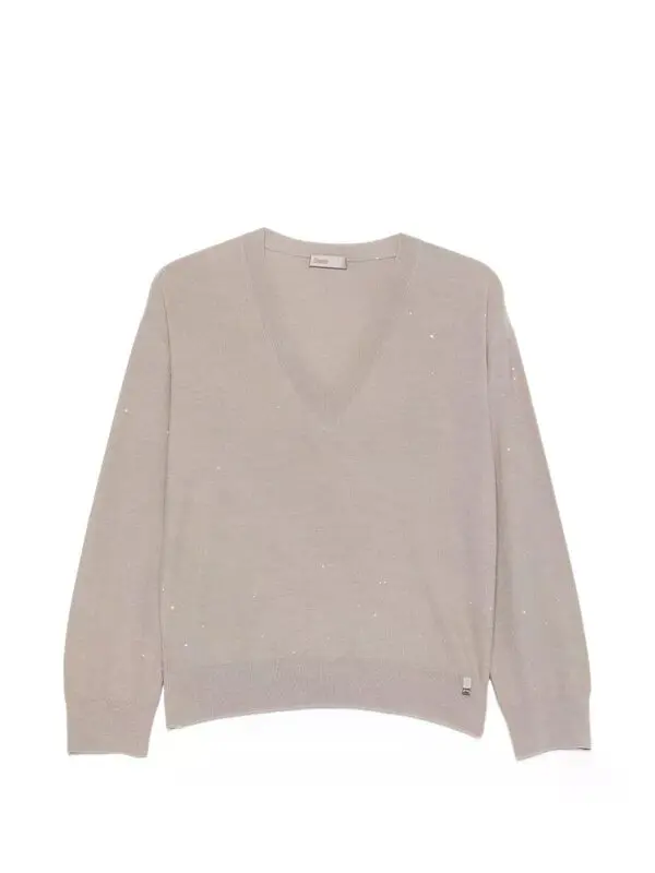Herno Embellished V-neck Sweater - Neutrals