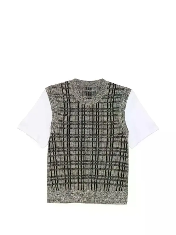 LESS Plaided Layered-effect T-shirt