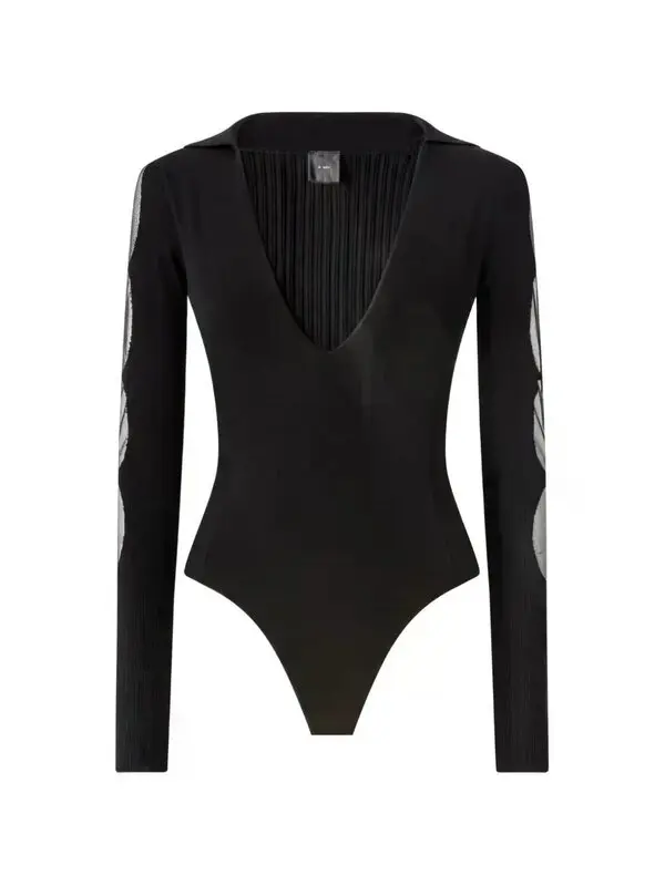 Pinko Long Sleeve Bodysuit With Sheer Sleeve Details