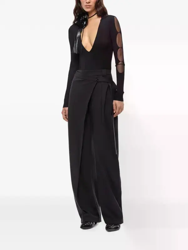 Pinko Long Sleeve Bodysuit With Sheer Sleeve Details