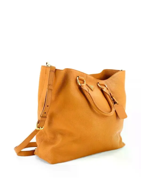 Prada Convertible Shopper Vitello Daino Large Tote Bag - Yellow