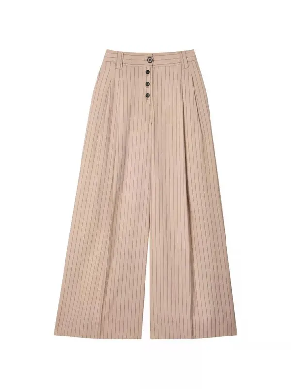 Paul Smith Sand Pinstripe Wide Leg Trousers - Neutrals