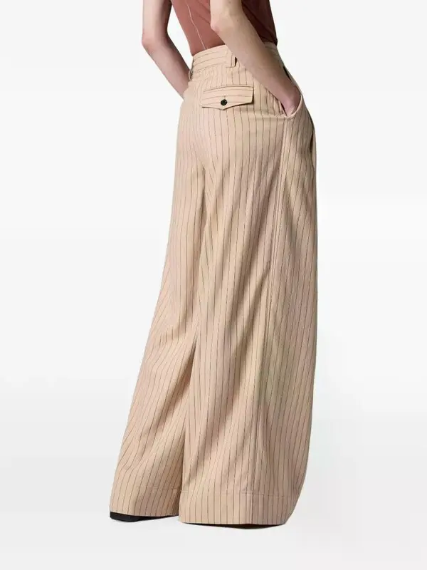 Paul Smith Sand Pinstripe Wide Leg Trousers