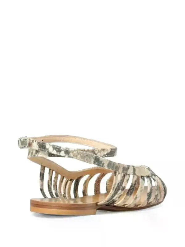 ANNA F. Snake-effect Caged Sandals