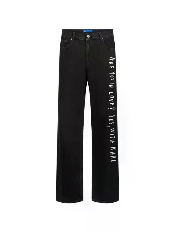Karl Lagerfeld X Pietro Terzini Slogan-print Jeans - Black