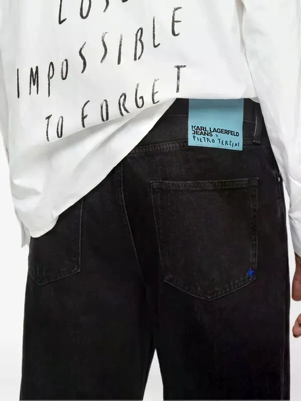 Karl Lagerfeld X Pietro Terzini Slogan-print Jeans - Black