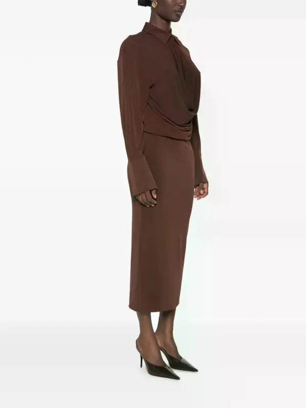 Andamane Lilia Long-sleeve Maxi Dress - Brown