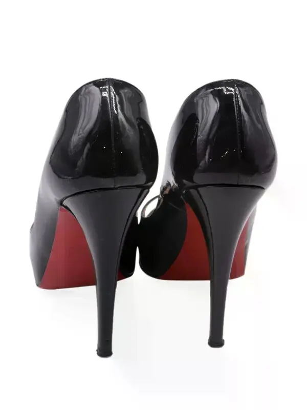 CHRISTIAN LOUBOUTIN Very Privé Patent Leather Peep-toe Platform Stiletto Pumps - Black