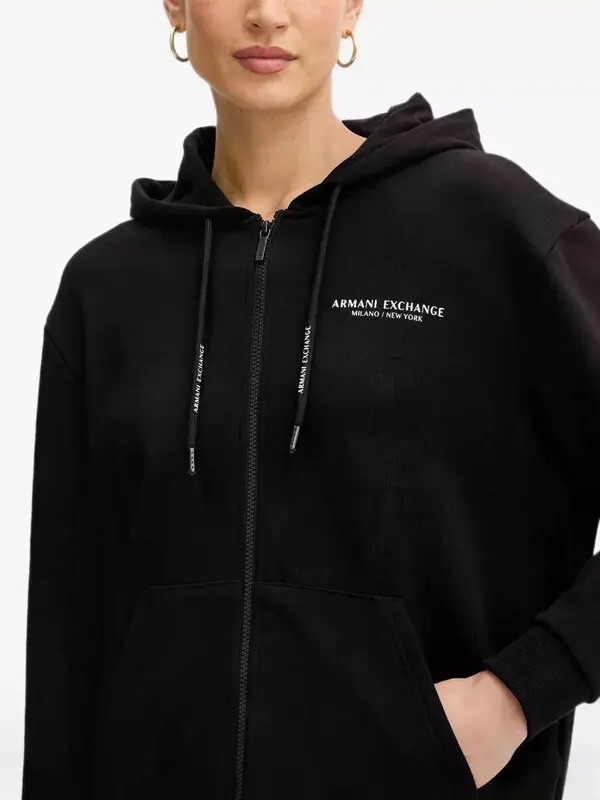 Armani Exchange Logo Print Zip-up Hoodie