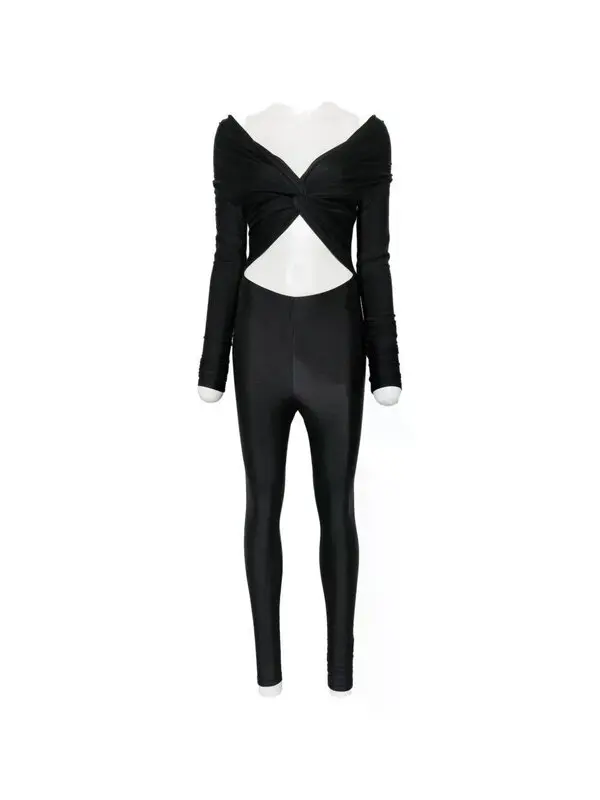 Andamane The Attico Twist-detail Cut-out Jumpsuit - Black