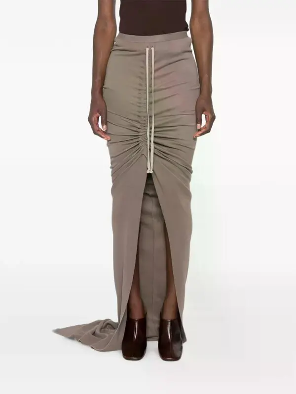 Rick Owens Asymmetric Drawstring Maxi Skirt - Grey