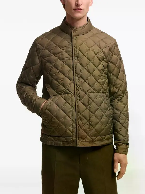 Moncler Oise Diamond Quilted Short Down Jacket - Green