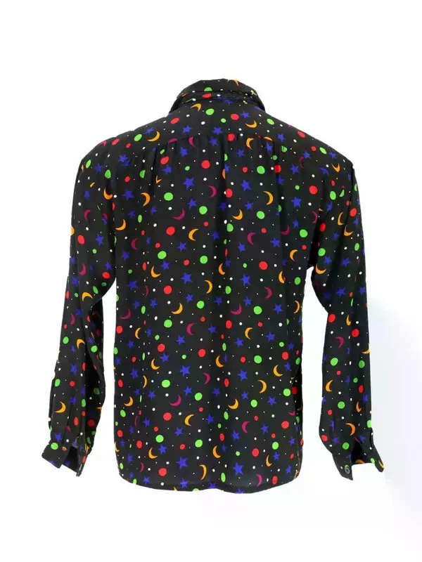 Saint Laurent 1979 Cosmic Print Pussy-bow Blouse