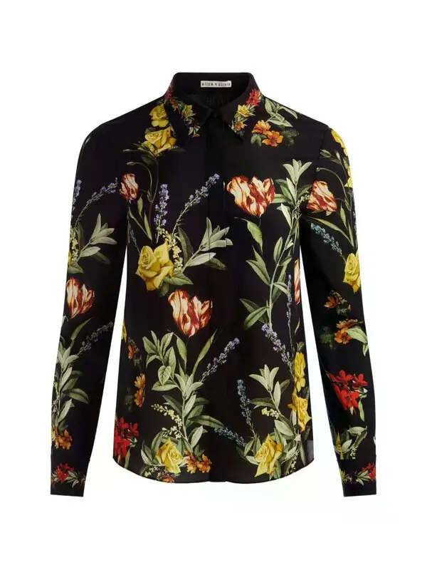 Alice + Olivia Floral Print Silk Shirt