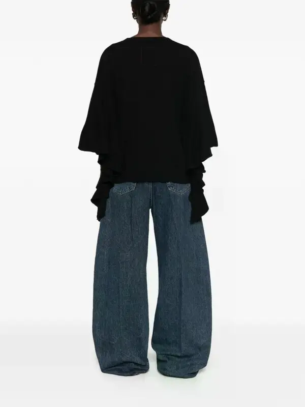 UMA WANG Ruffled Cape-sleeve Jumper - Black