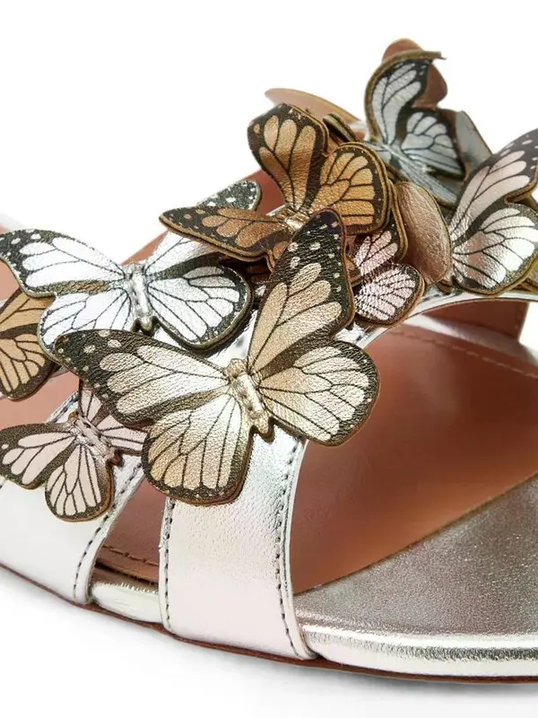 AQUAZZURA Papillon Butterfly Embellished Flat Sandals - Silver