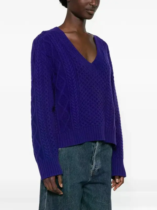 Eric Bompard Cable Knit V-neck Sweater