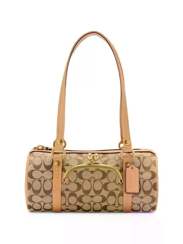 COACH 28 Kisslock Barrel Tote Bag - Neutrals